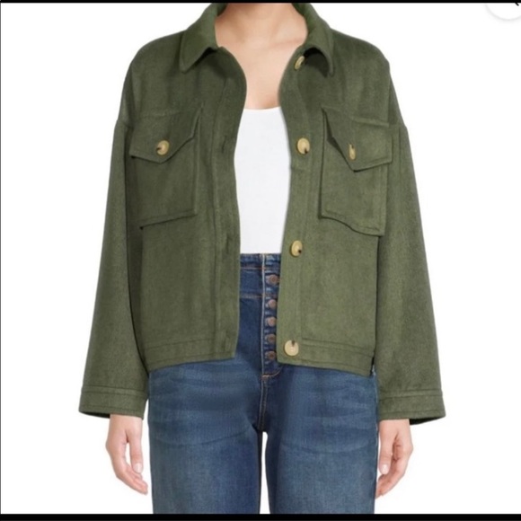 Time and Tru | Jackets & Coats | Nwt Dark Olive Green Shacket | Poshmark